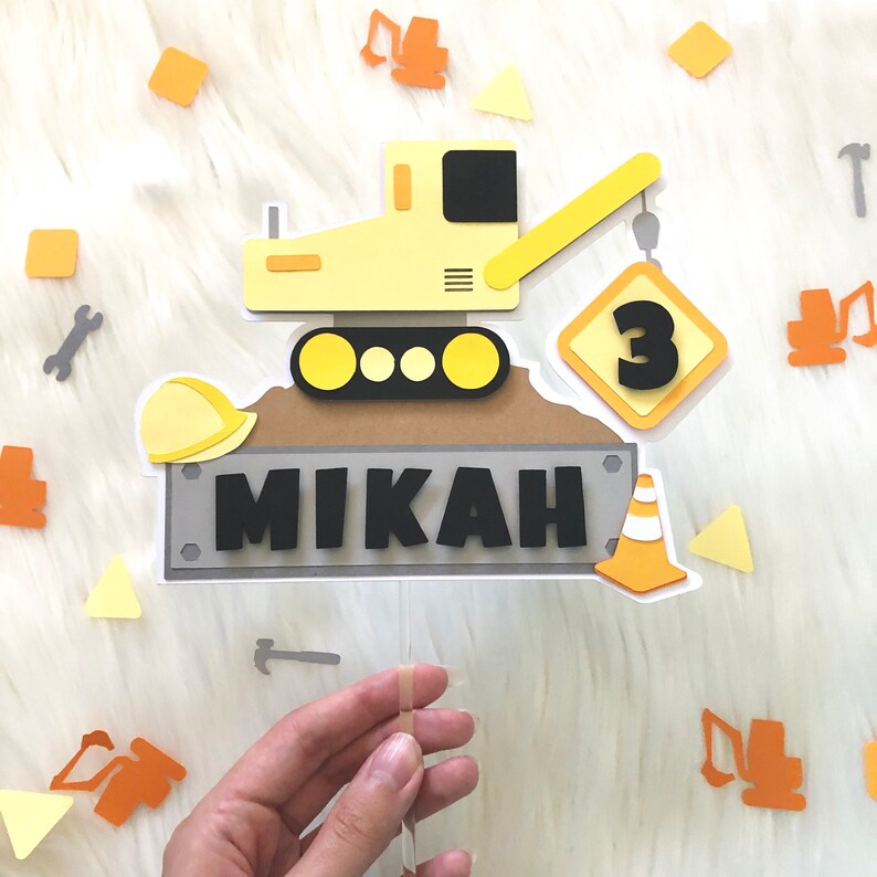First Birthday Cake Topper | Construction Theme Birthday Party ...