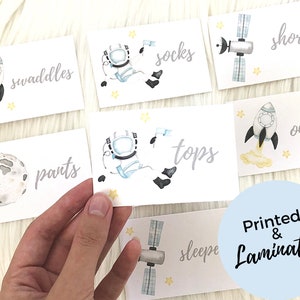 PRINTED & LAMINATED Baby Drawer Labels | Outer Space Nursery Theme ...