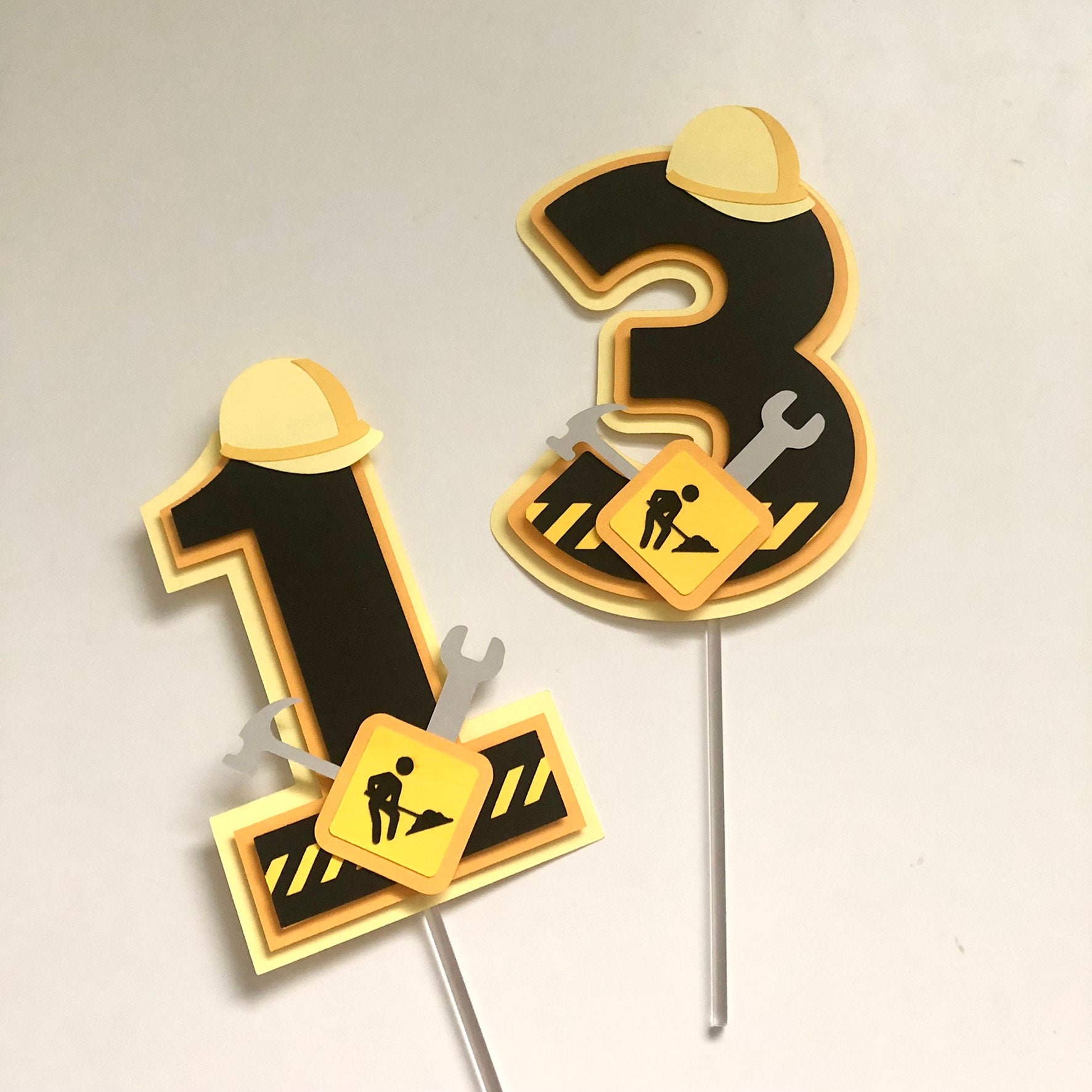 Construction Cake Topper Any Age Topper Construction Sign | Etsy