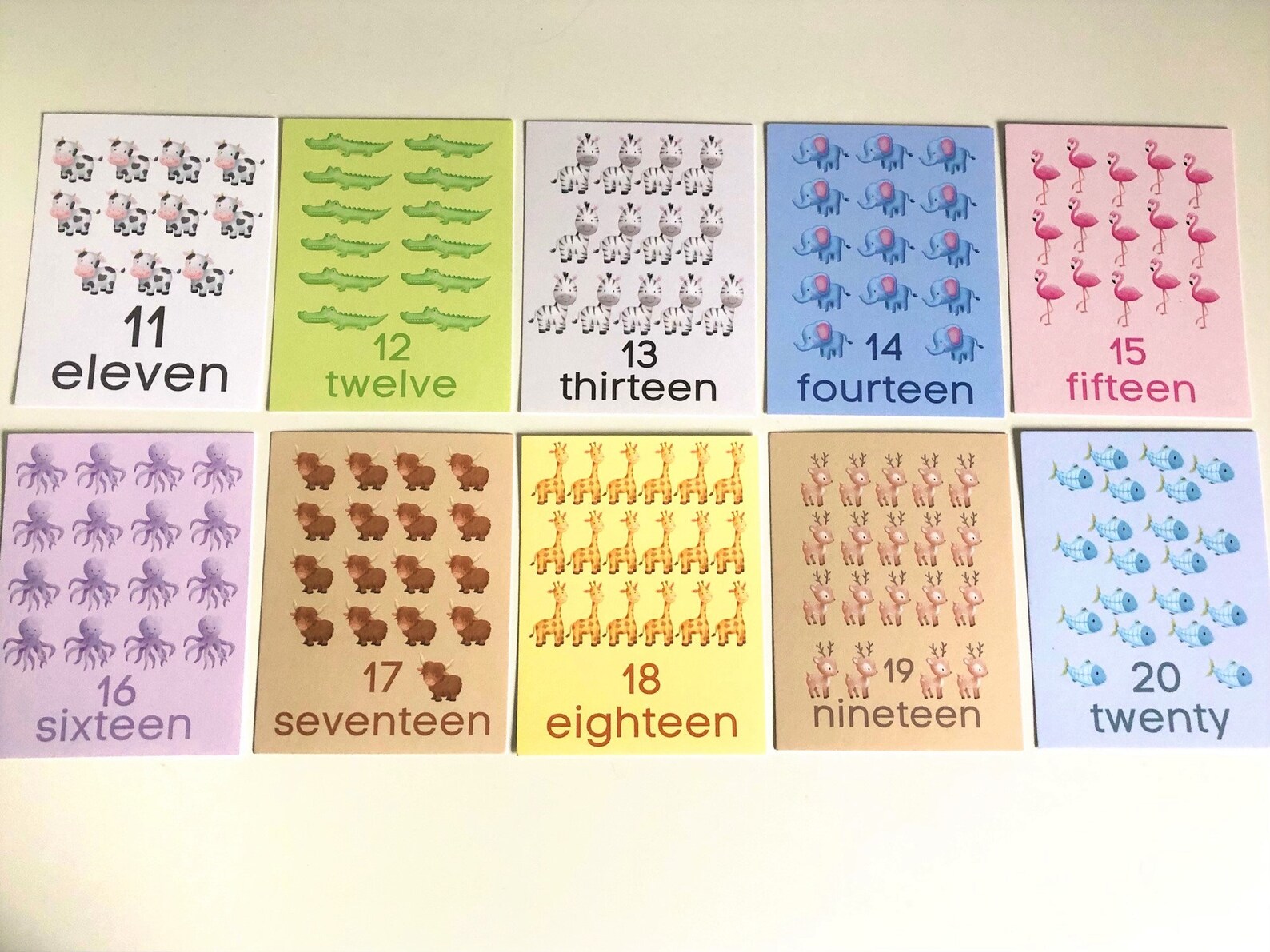 ANIMAL NUMBERS Baby Flash Cards Rainbow Edition 20 - Etsy