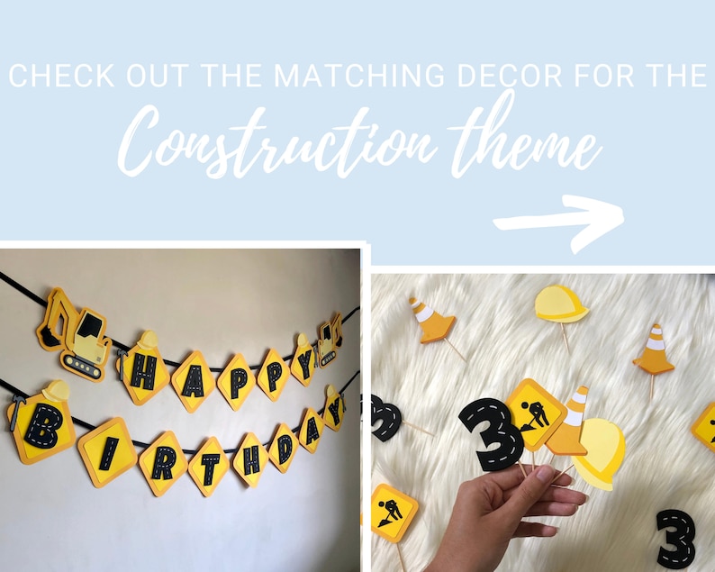 First Birthday Cake Topper | Construction Theme Birthday Party ...