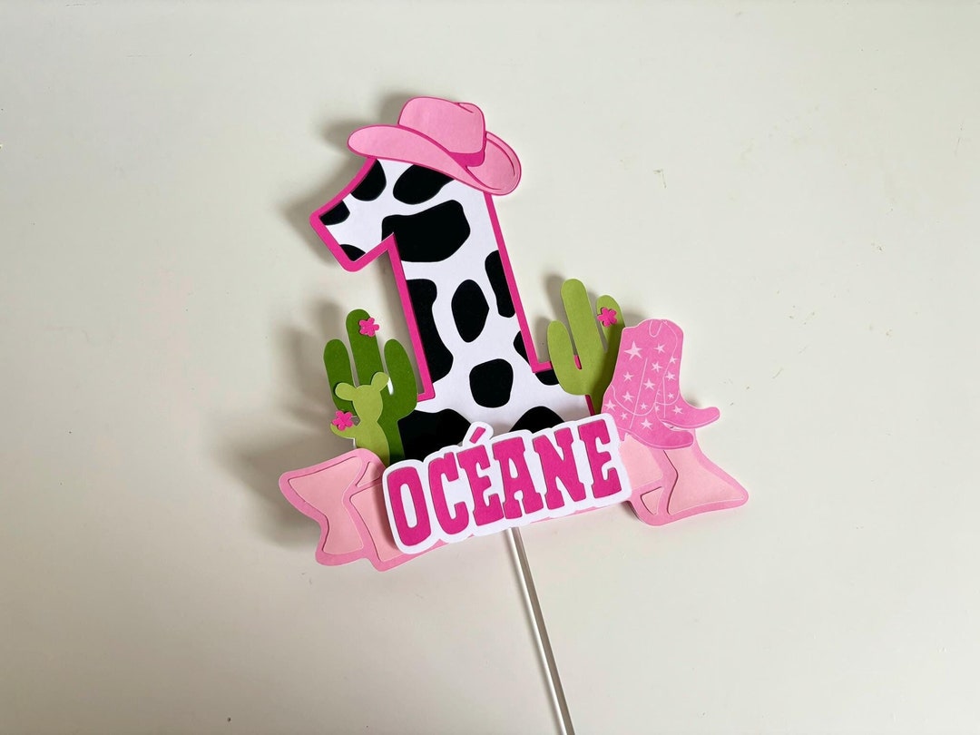 Pink Cowgirl Rodeo Cake Topper | Custom Name and Any Age | My First ...
