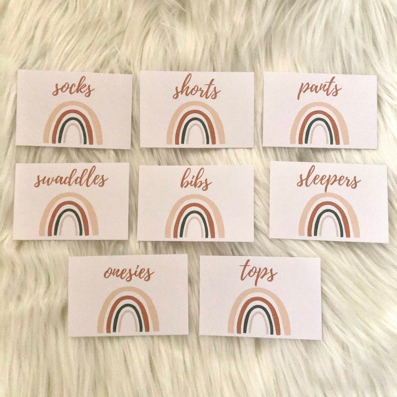 PRINTED & LAMINATED Baby Drawer Labels Boho Neutral Rainbow - Etsy