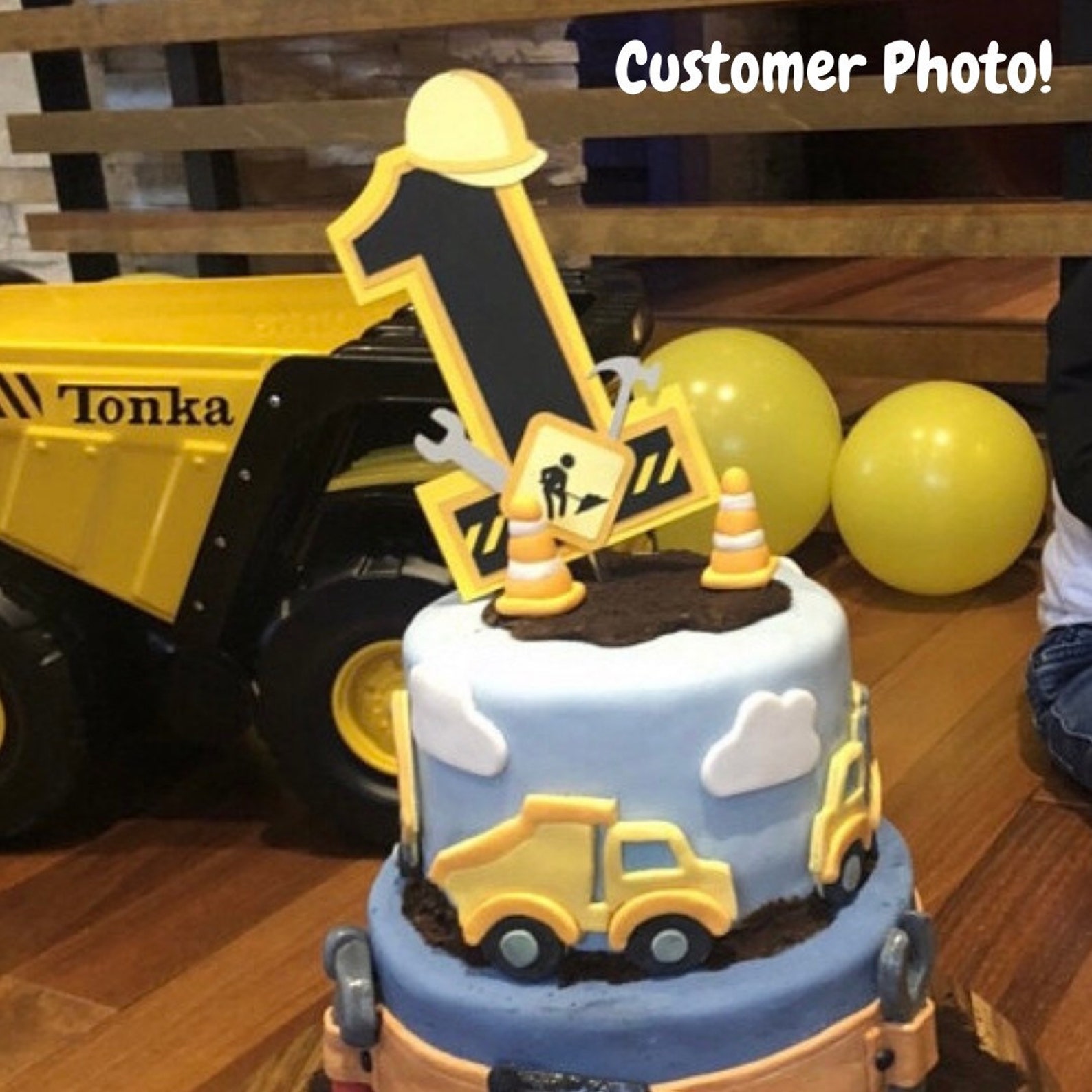 First Birthday Cake Topper | Construction Theme Birthday Party ...