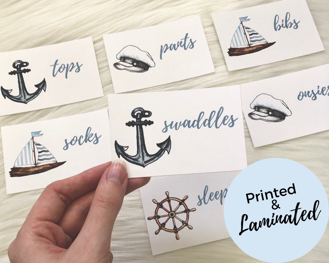 PRINTED & LAMINATED Nursery Drawer Labels | Nautical Theme | Baby Boy ...