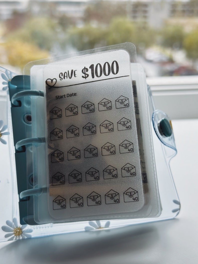 Savings Challenges, 1000 Dollar Savings Challenges, Mini Wallet, Daisy ...