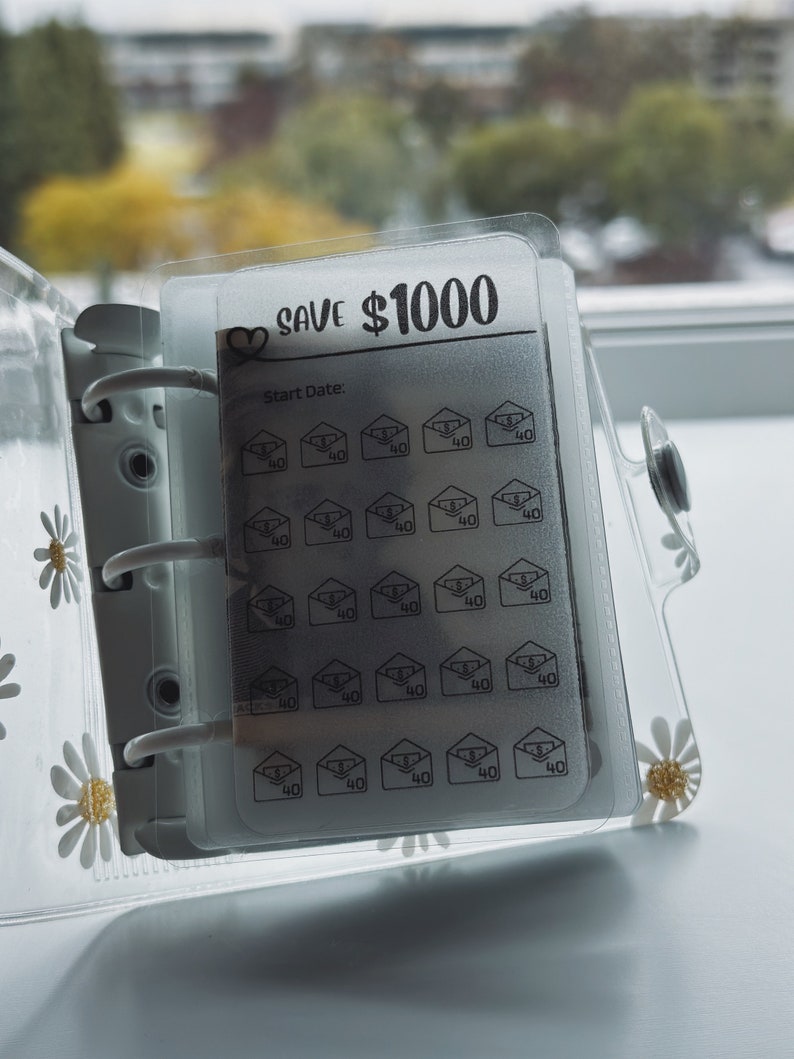 Savings Challenges, 1000 Dollar Savings Challenges, Mini Wallet, Daisy ...