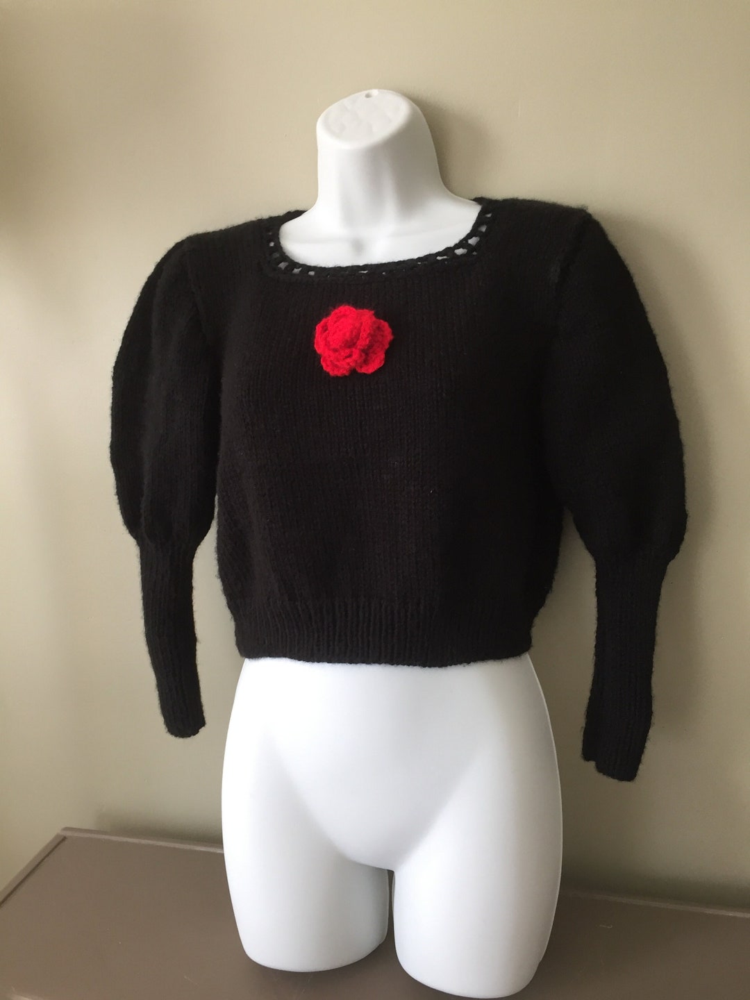 Knitted Black Sweater in Victorian Style/ Romantic Jumper With Puffy ...