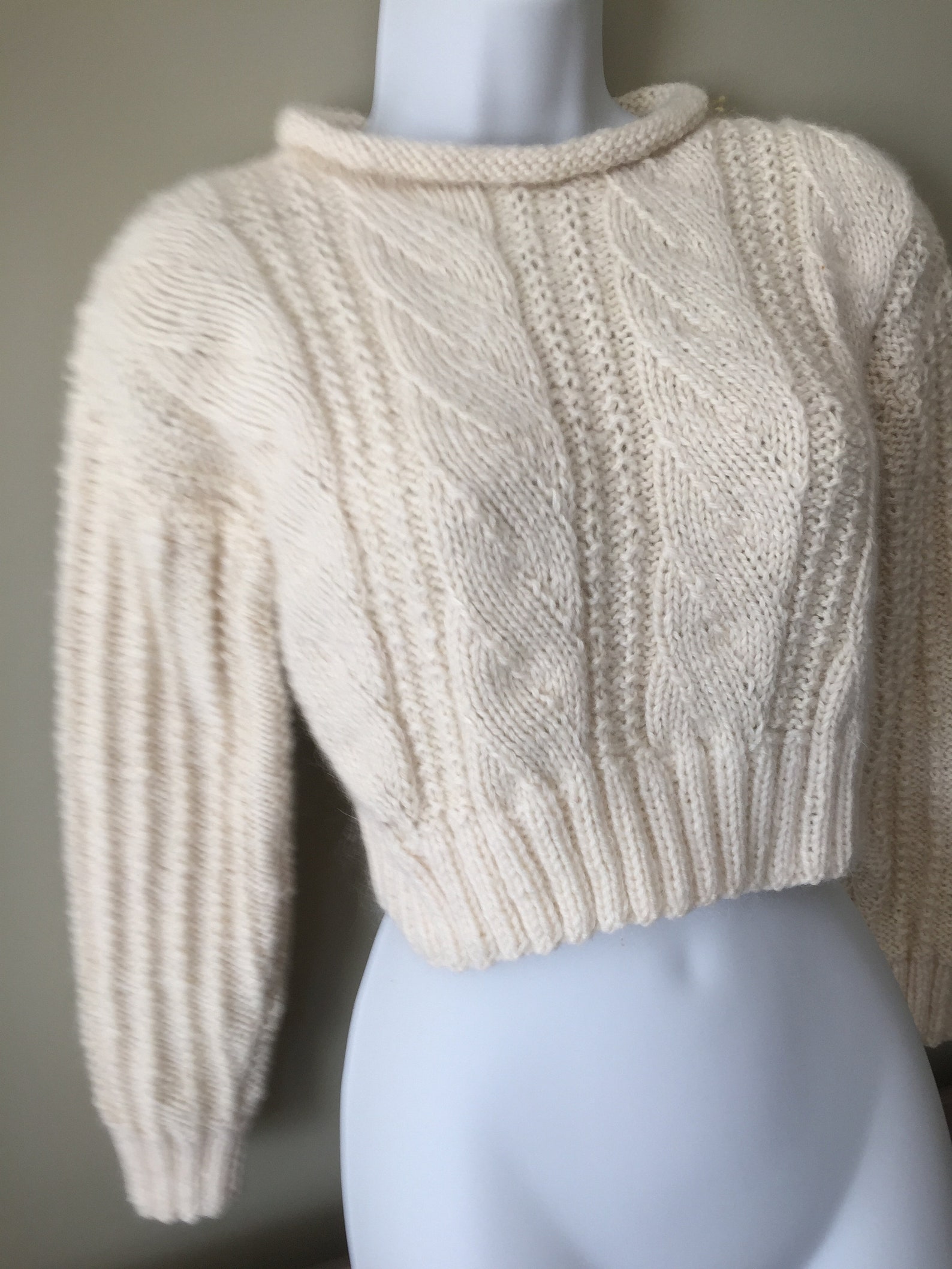 Made to Order Knitted Alpaca Crop Sweater With Mock Cables/ | Etsy