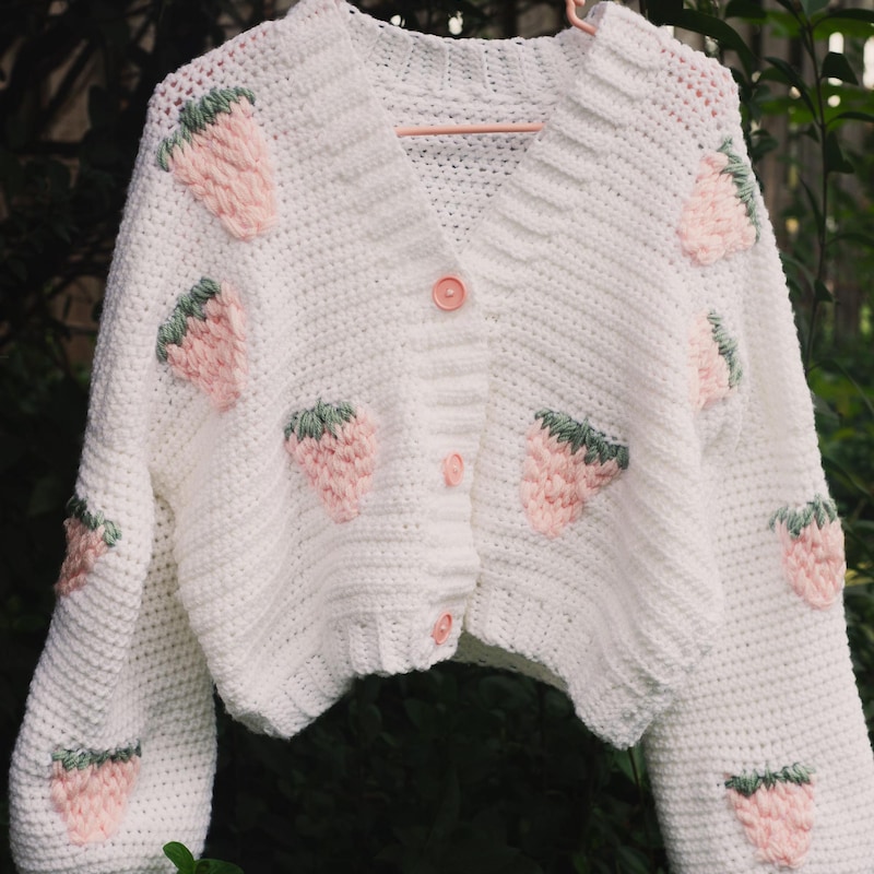 Strawberry Cardigan - Etsy