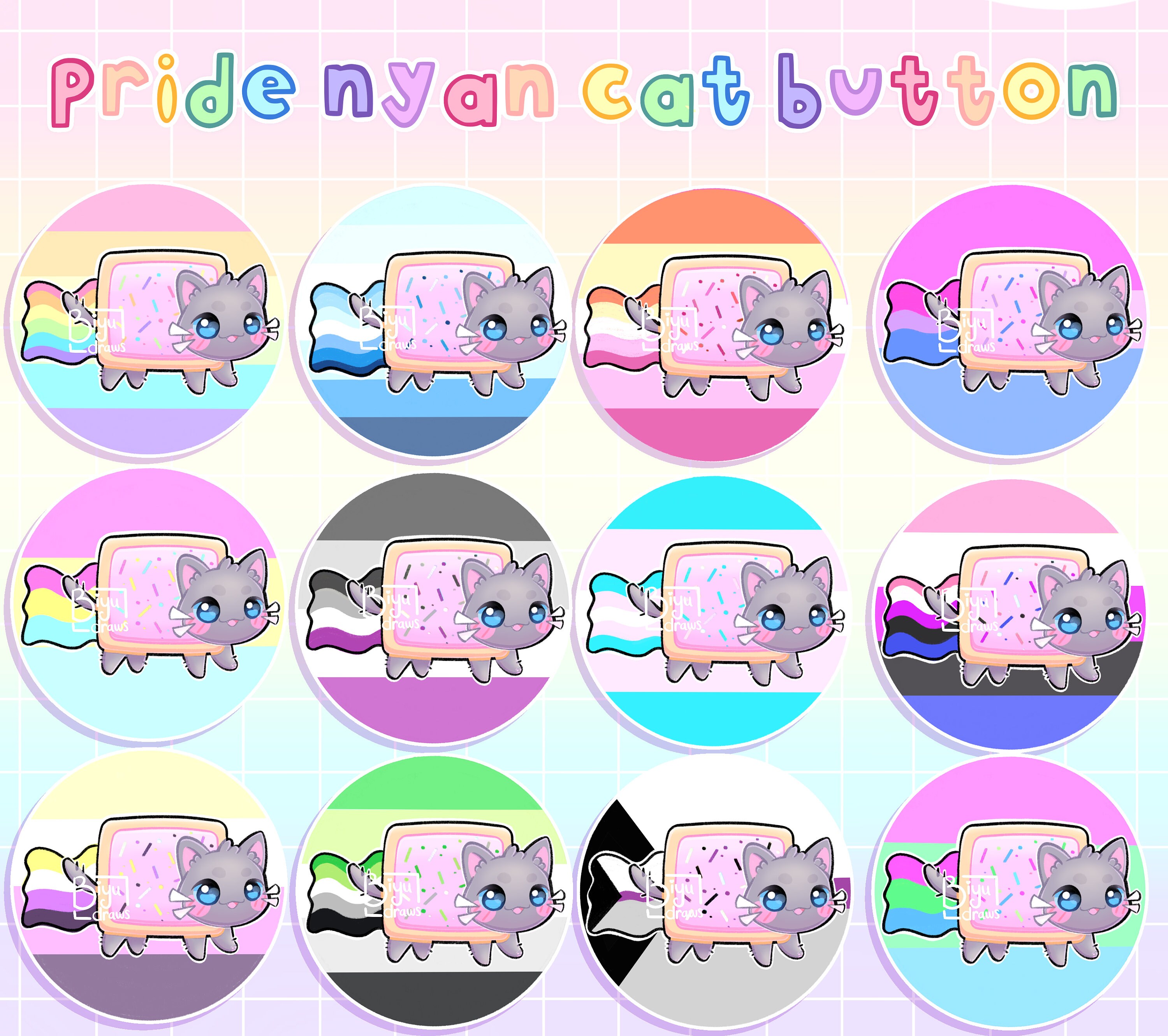 Nyan-binary Nyan Kitty Button Back Pin LGBTQ Pin | Etsy