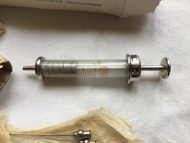 Ancient Soviet Syringe Record 2 Ml. USSR Medical Old Reusable ...