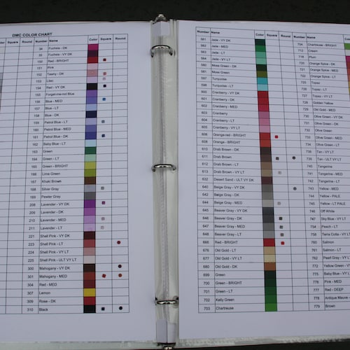 PRINTABLE PDF DMC Color Charts Diamond Painting Drill Color | Etsy