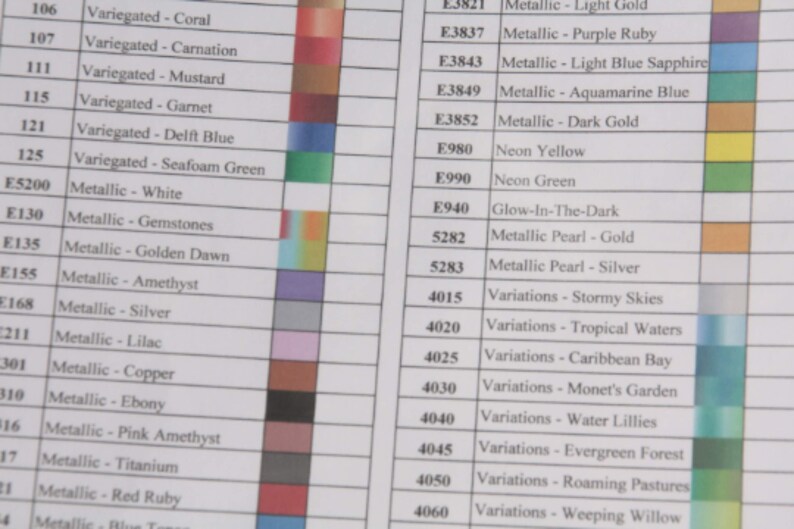 DMC Floss Color Chart Digital Download Complete Colors - Etsy