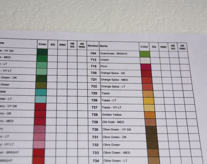 DMC Color Chart for Diamond Painting Drills - Square - Round - AB ...