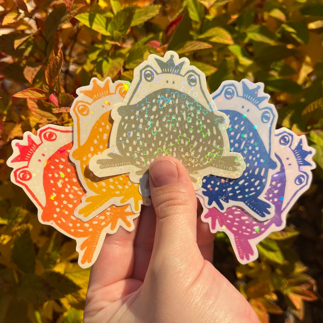 Rainbow Frog Sticker, Frog Prince, Holographic, Waterproof, Scratch ...