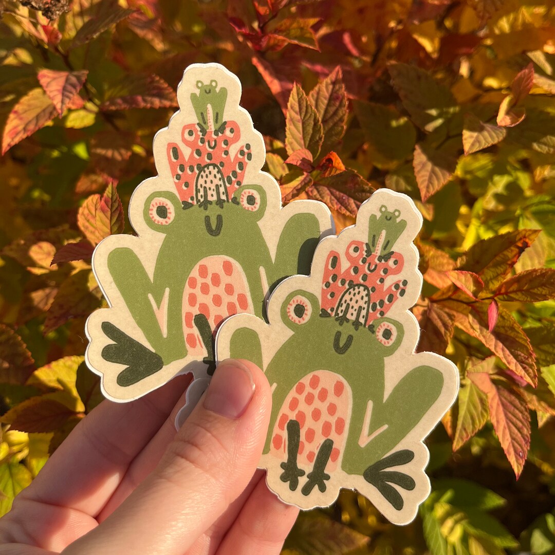 Stacked Frogs Sticker, Cute Frogs, Kawaii Frogs, Waterproof, Scratch ...