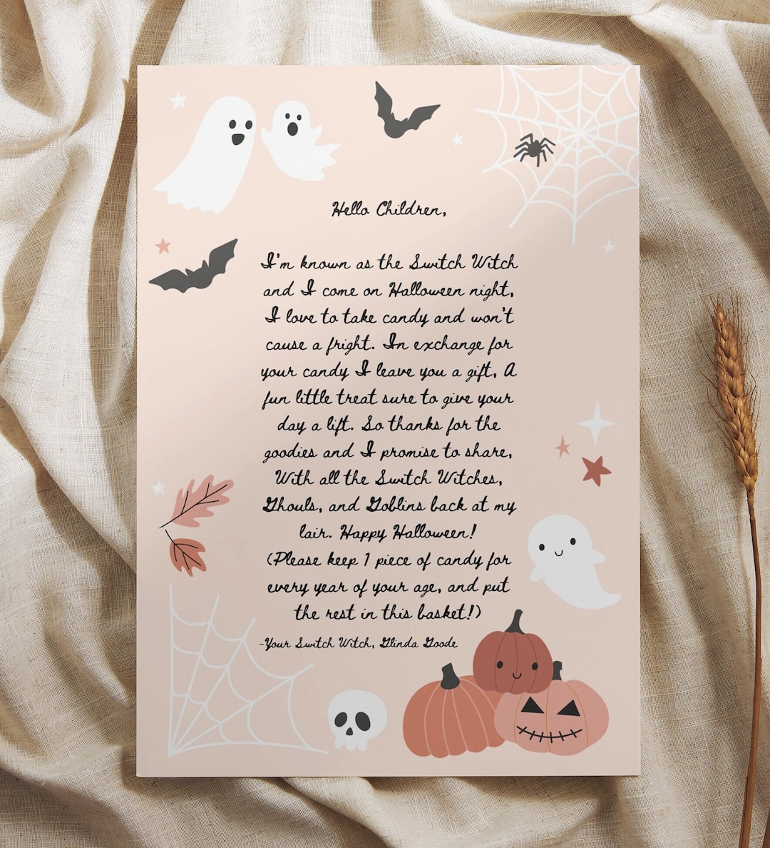 Switch Witch Halloween Letter Instant Digital Download Printable ...