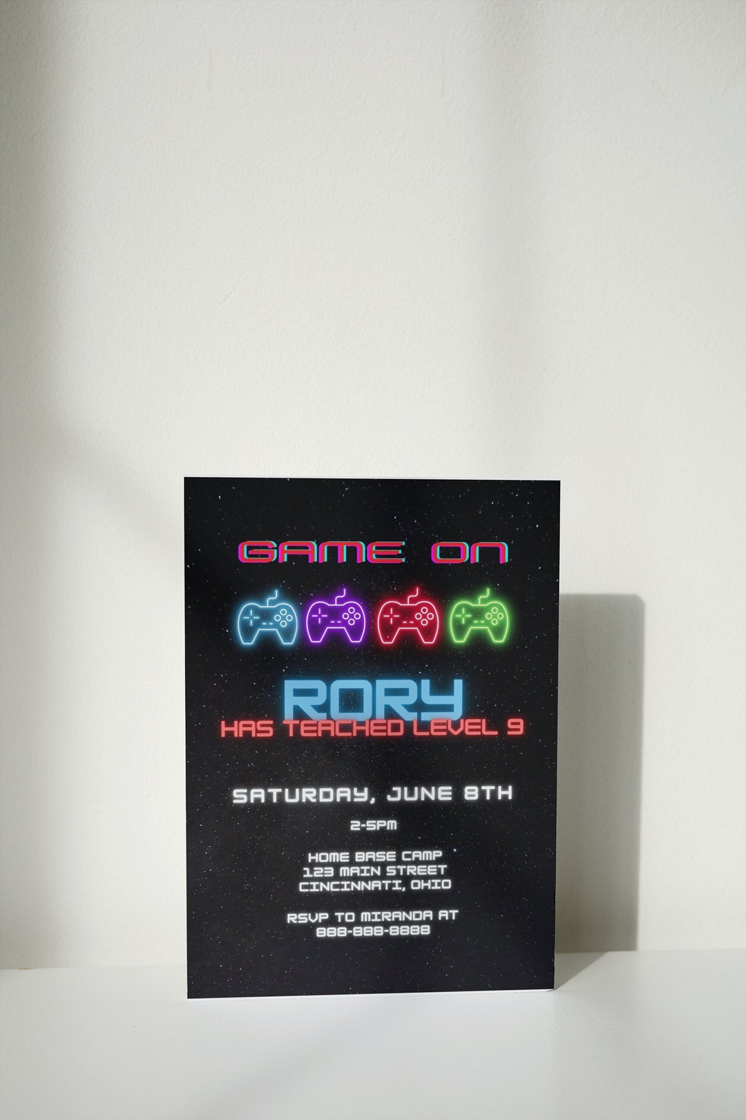 Game on Kids Birthday Invitation Level up Gaming Invite Digital ...