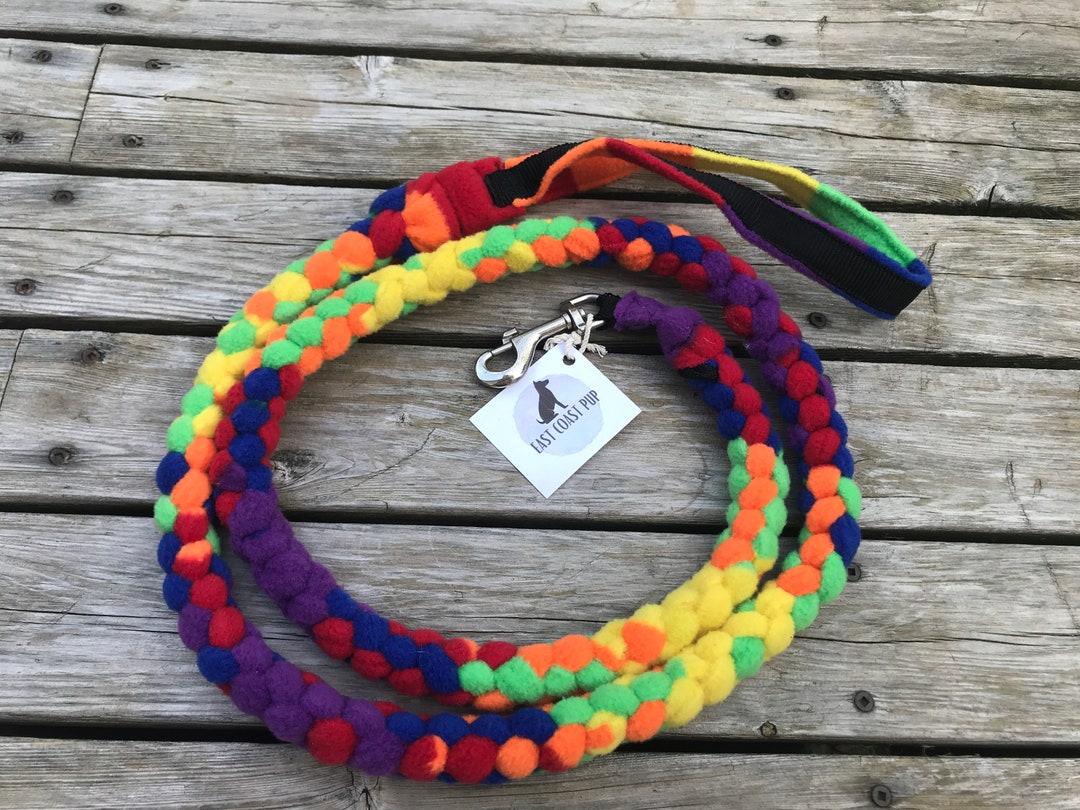 Fleece Clip Tug Leash, Rainbow Fleece Dog Leash, Agility Tug Toy ...