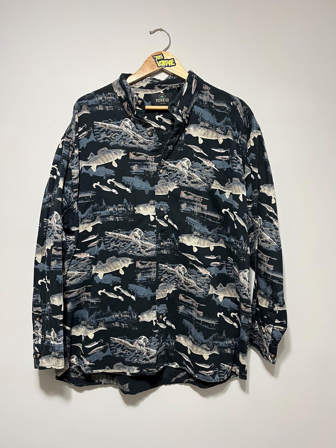 Vintage Fishing Collar Shirt - Etsy
