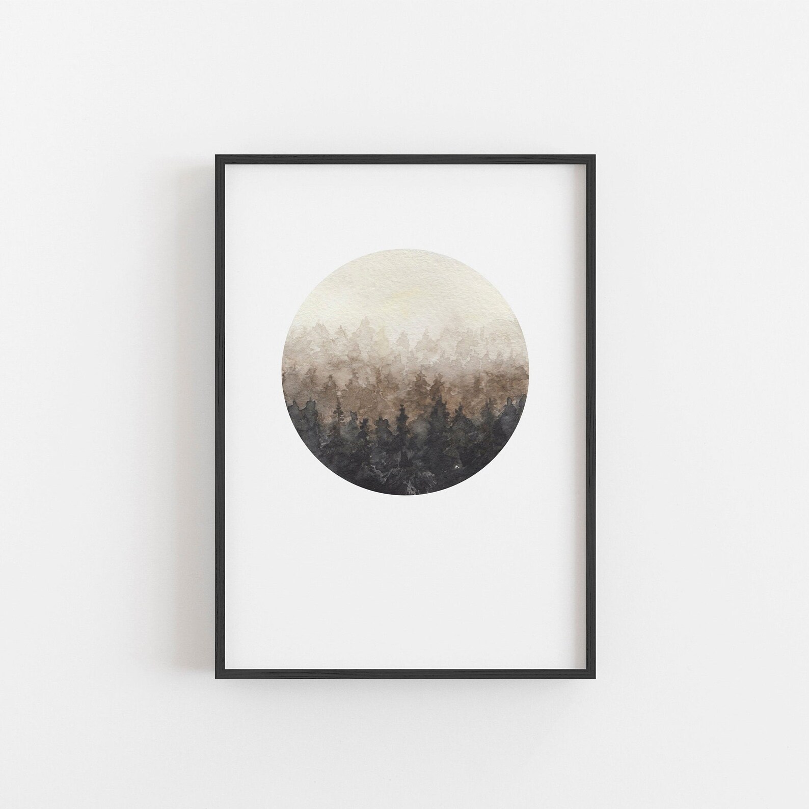 Set of 3 Circle Prints Forest Wall Art Set of 3 Prints Mountain Wall ...