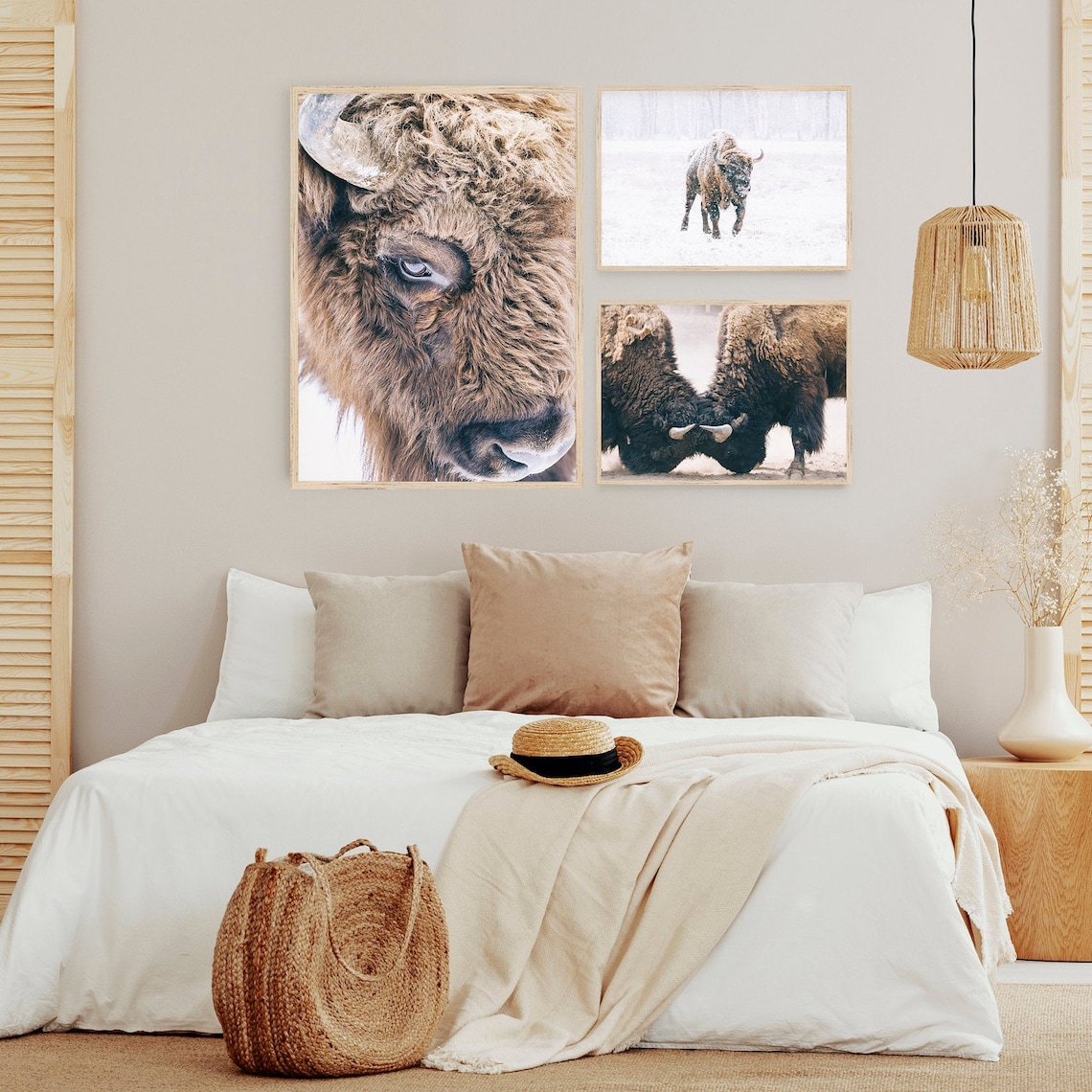 Set of 3 Prints Western Bison Prints Buffalo Art Print Set of - Etsy