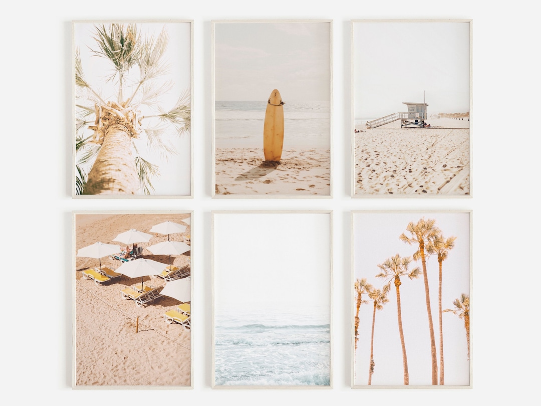 Coastal Beach Poster Set of 6 Prints, Beach Prints, Printable Wall Art ...