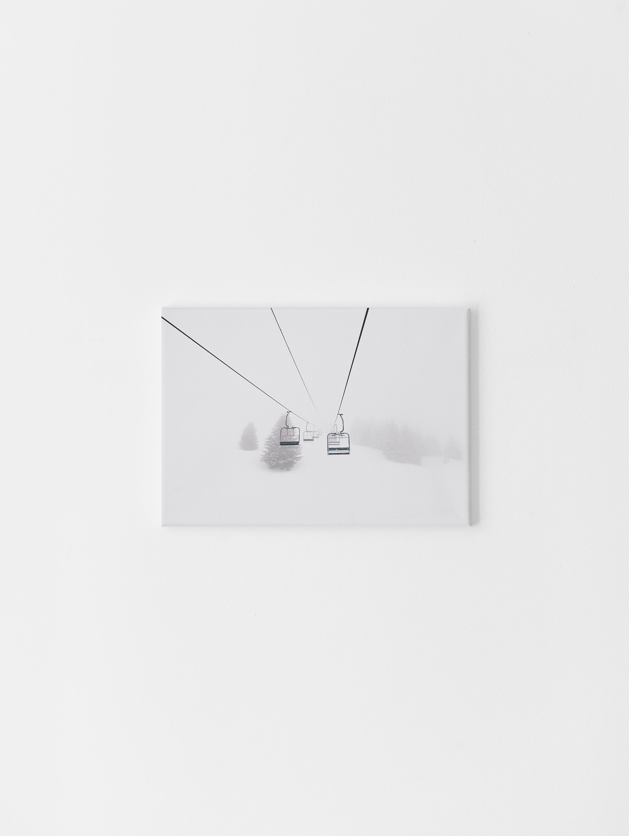 Winter Snowy Ski Lift Print, Ski Slope Wall Art, Rustic Cabin Print ...