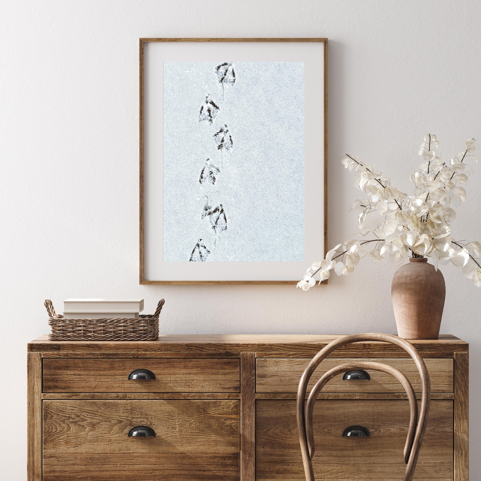 Bird Prints in the Snow, Wildlife Wall Art, Snowy Winter Poster, Tracks ...