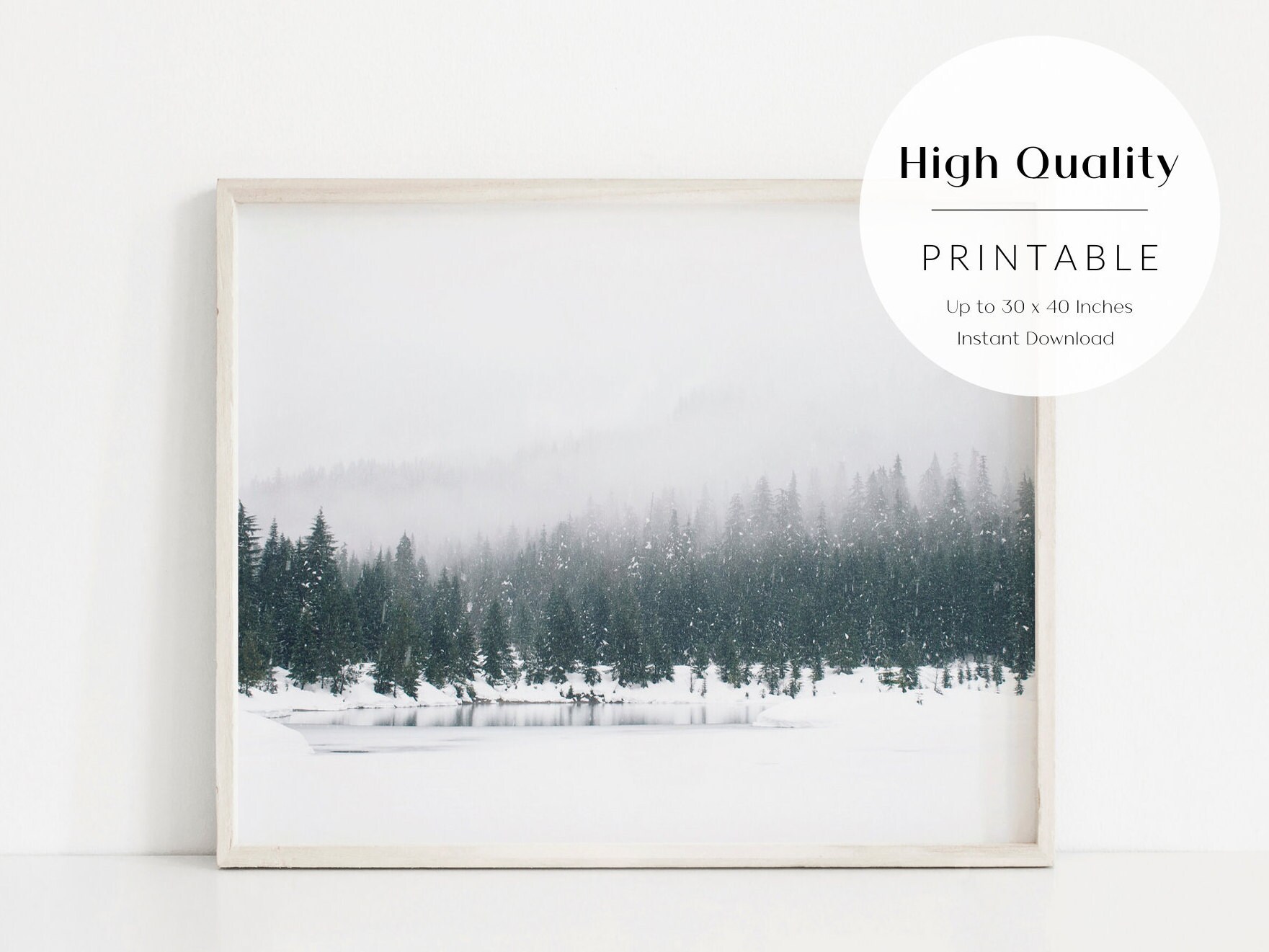 Winter Forest Print Christmas Wall Art Horizontal Winter - Etsy