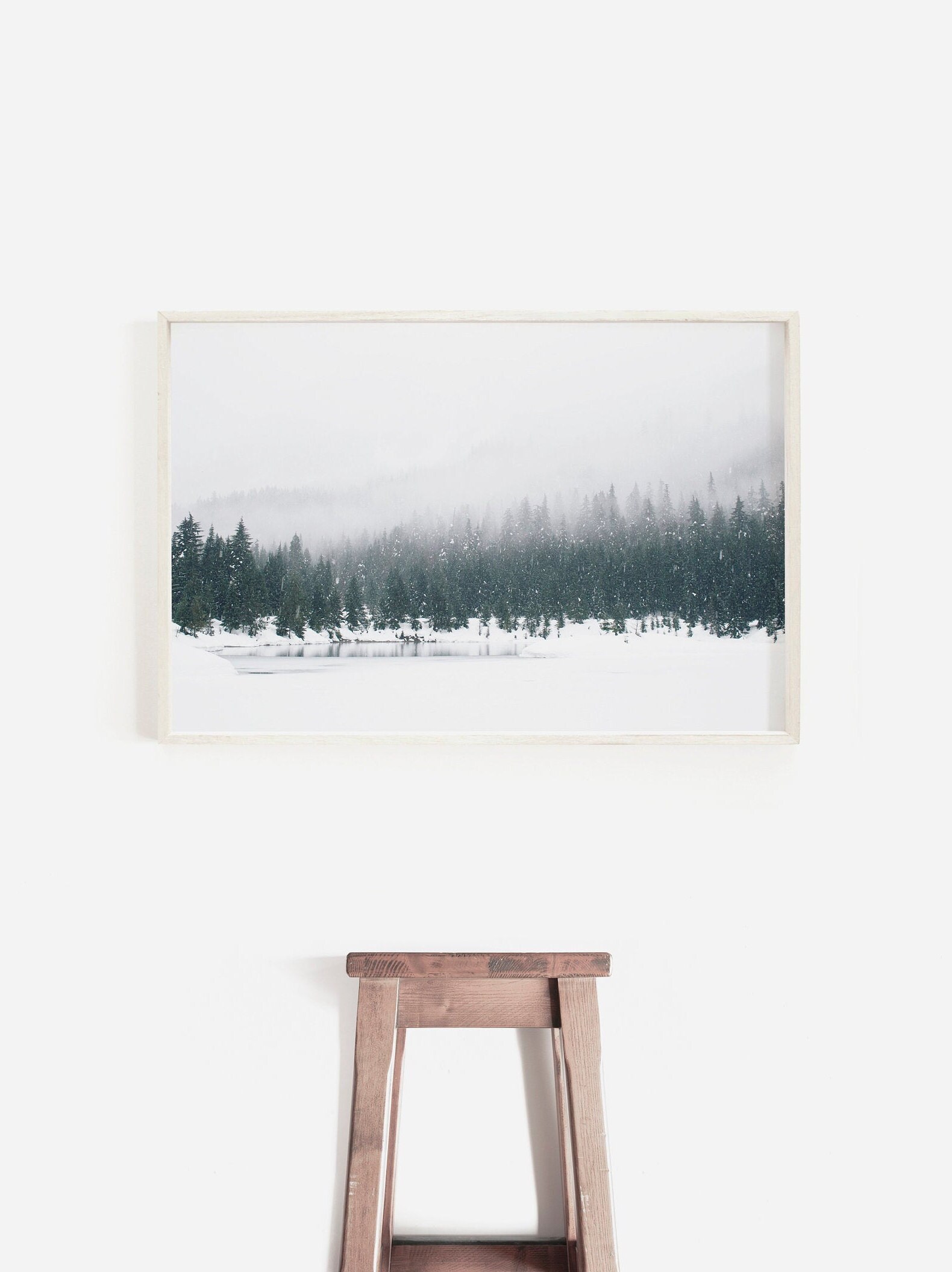 Winter Forest Print Christmas Wall Art Horizontal Winter - Etsy