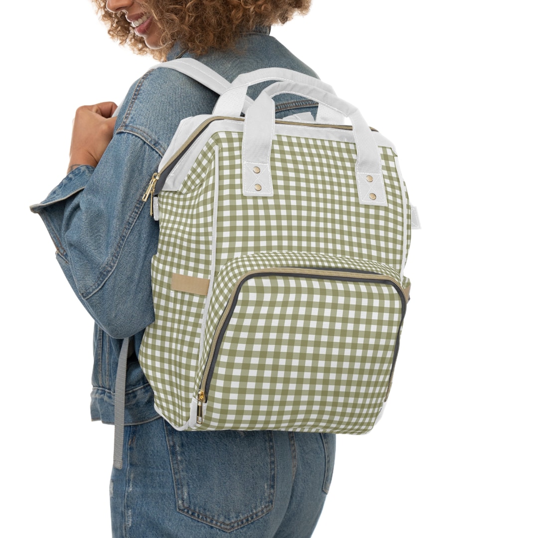 Baby Diaper Backpack L Blue Gingham L Pink Gingham L Sage Green Gingham ...