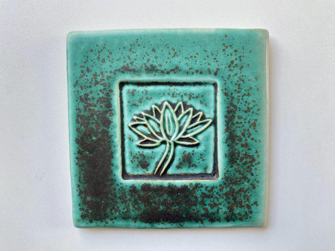 Lotus Flower Art Tile, Ceramic Tile Wall Art, Water Lily Tile, Sea ...