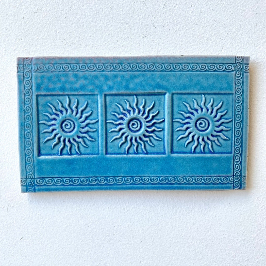Triple Spiral Sun Ceramic Tile Wall Art Southwest Design Art - Etsy