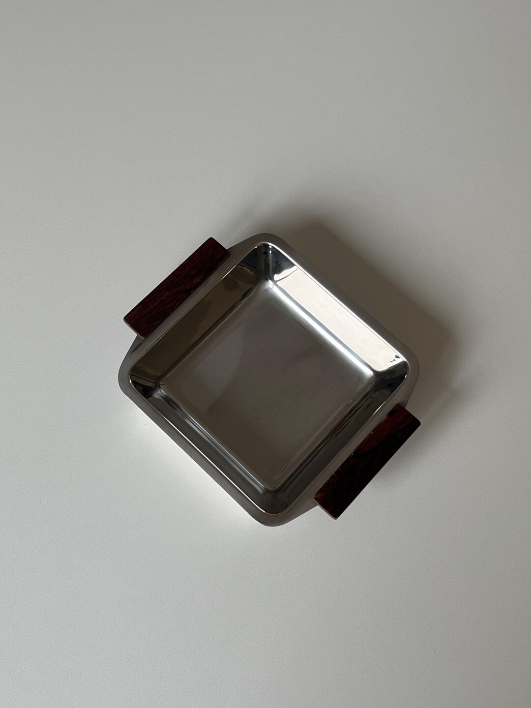 Vintage MCM Small Stainless Steel Tray With Wooden Handles, German ...