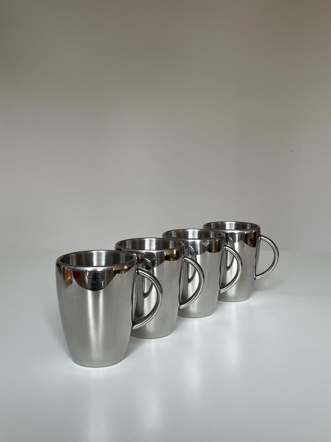 Vintage HEMA Stainless Steel Cups | Dutch Minimalist Design | Mid ...