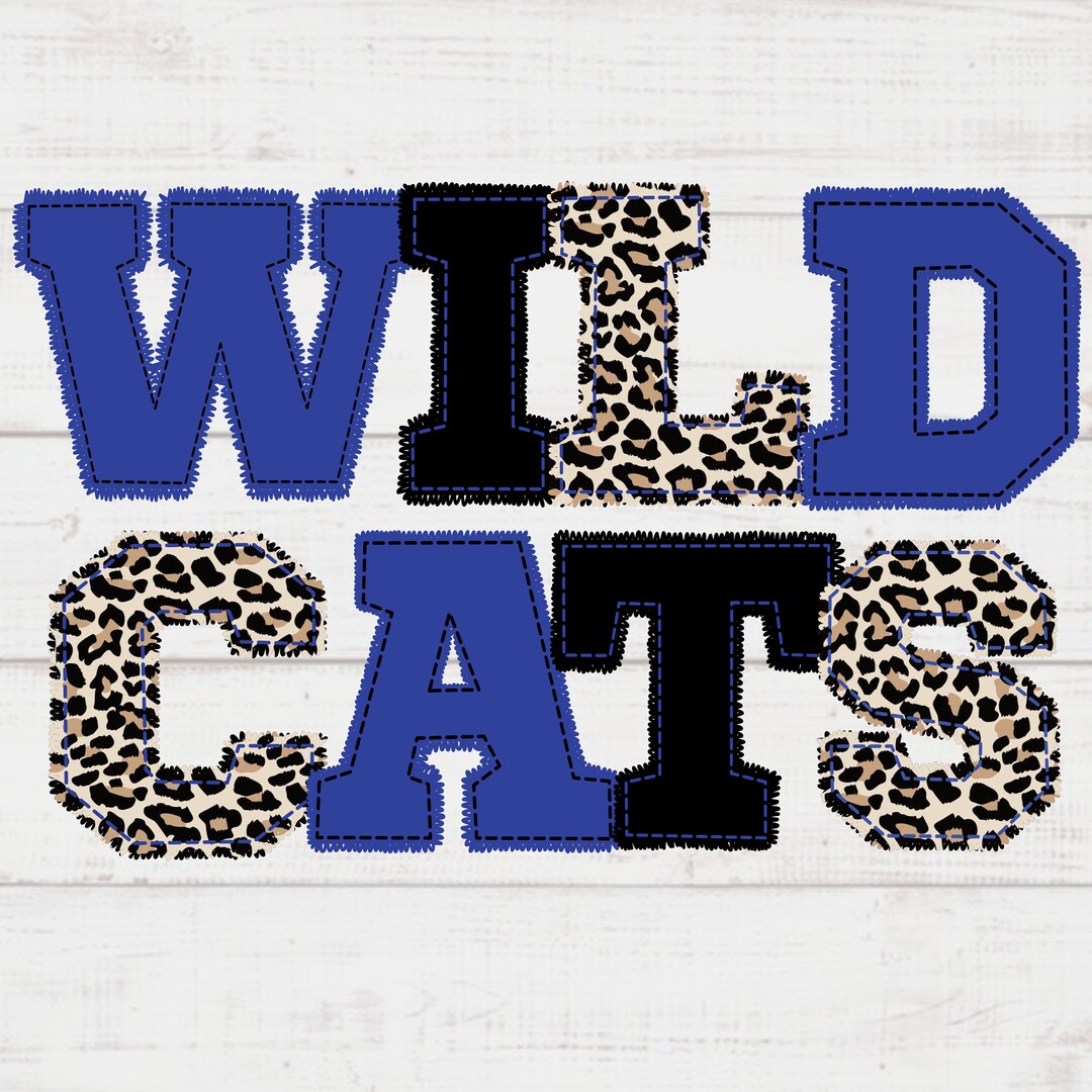 Faux Applique Leopard Print Royal Blue WILDCATS Sublimation Digital ...