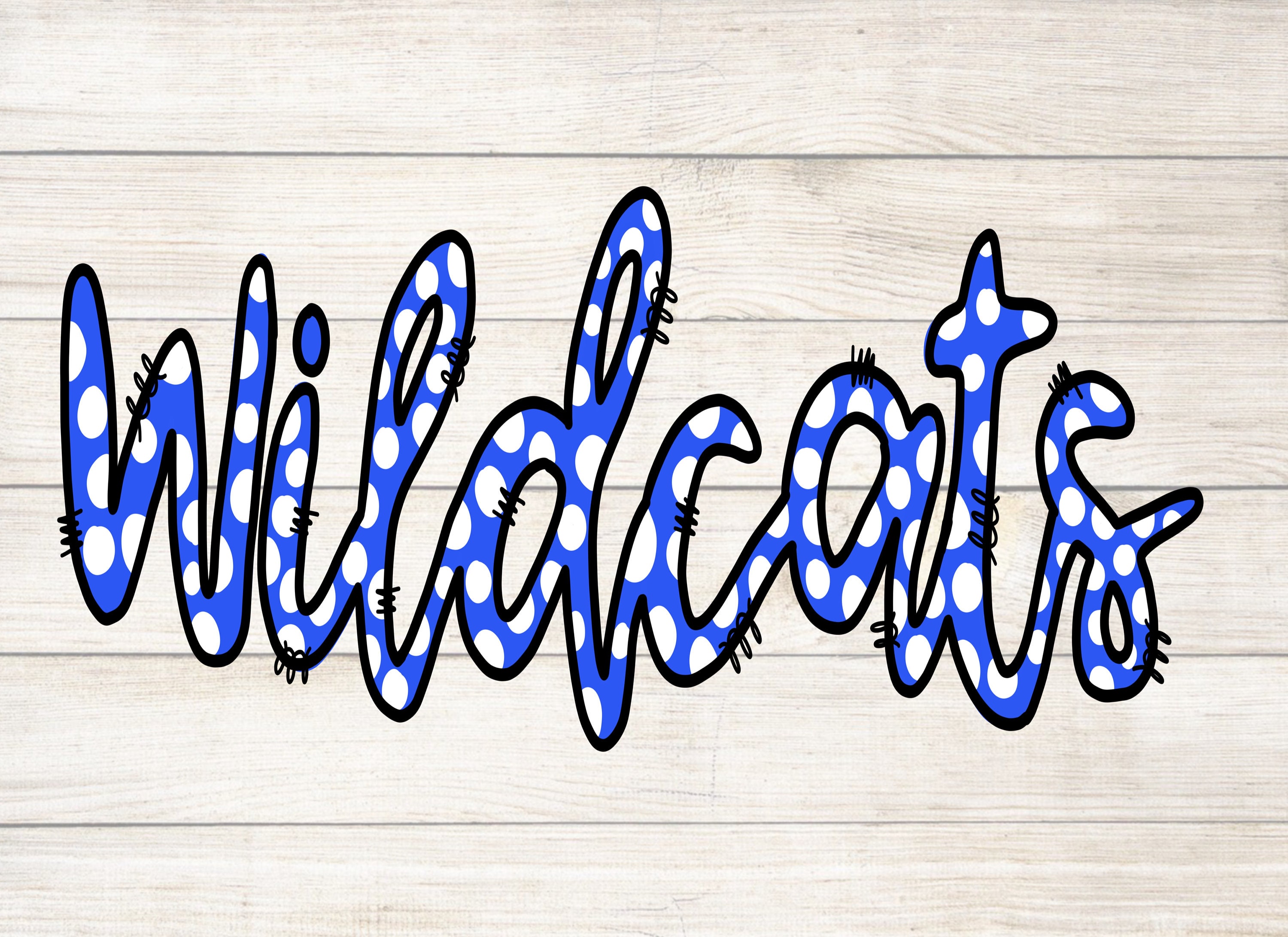 Wildcats Royal Blue White Polka Dot Script Doodle Sublimation Digital ...