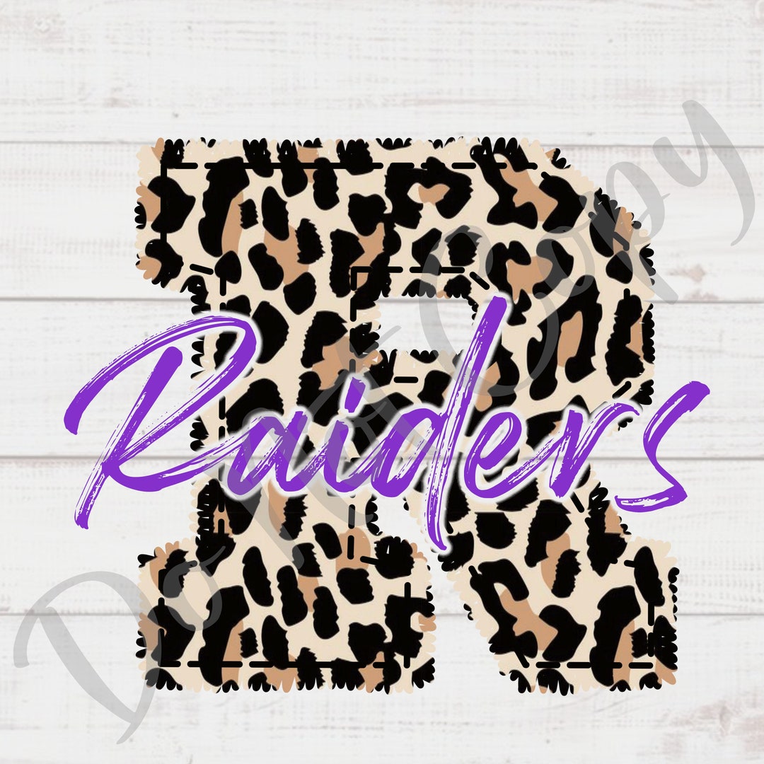RAIDERS Purple Faux Appliqué Leopard Print Letter Digital Download PNG ...