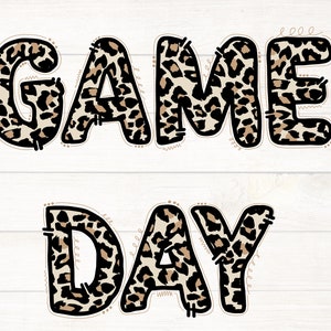 Leopard Print GAME DAY Doodle Sublimation Digital Lettering ...