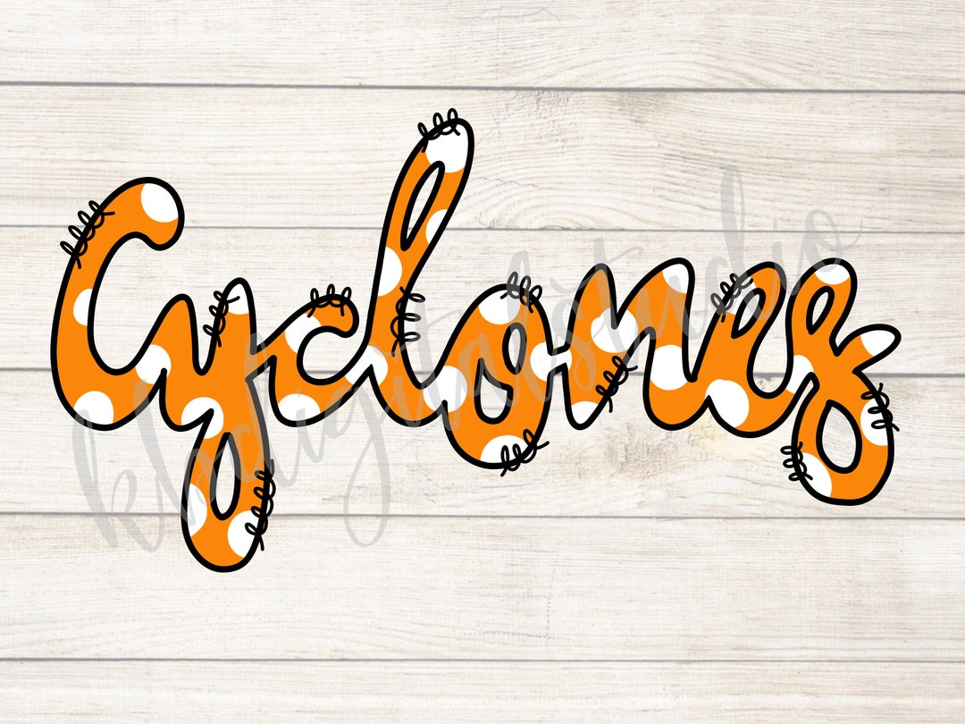 Cyclones Orange With White Polka Dot Script Doodle - Etsy