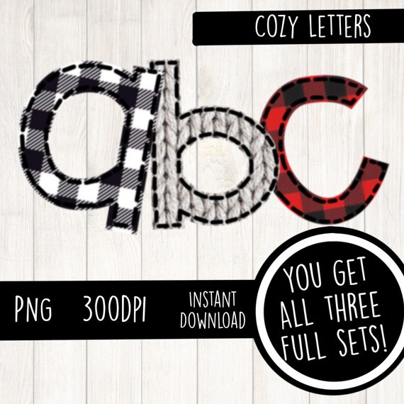 Cozy Letters Alphabet Set Sweater Red Buffalo Plaid Black - Etsy