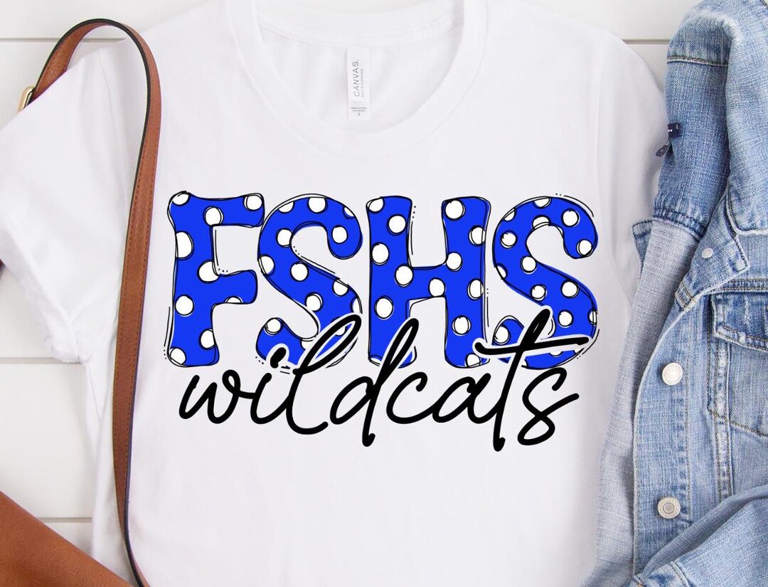 Royal Blue and White Polka Dot Doodle FSHS WILDCATS | Sublimation ...
