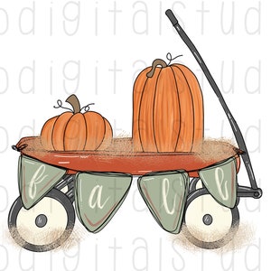 Pumpkins in a Wagon Green Banner Digital Clip Art fall Time Autumn PNG ...