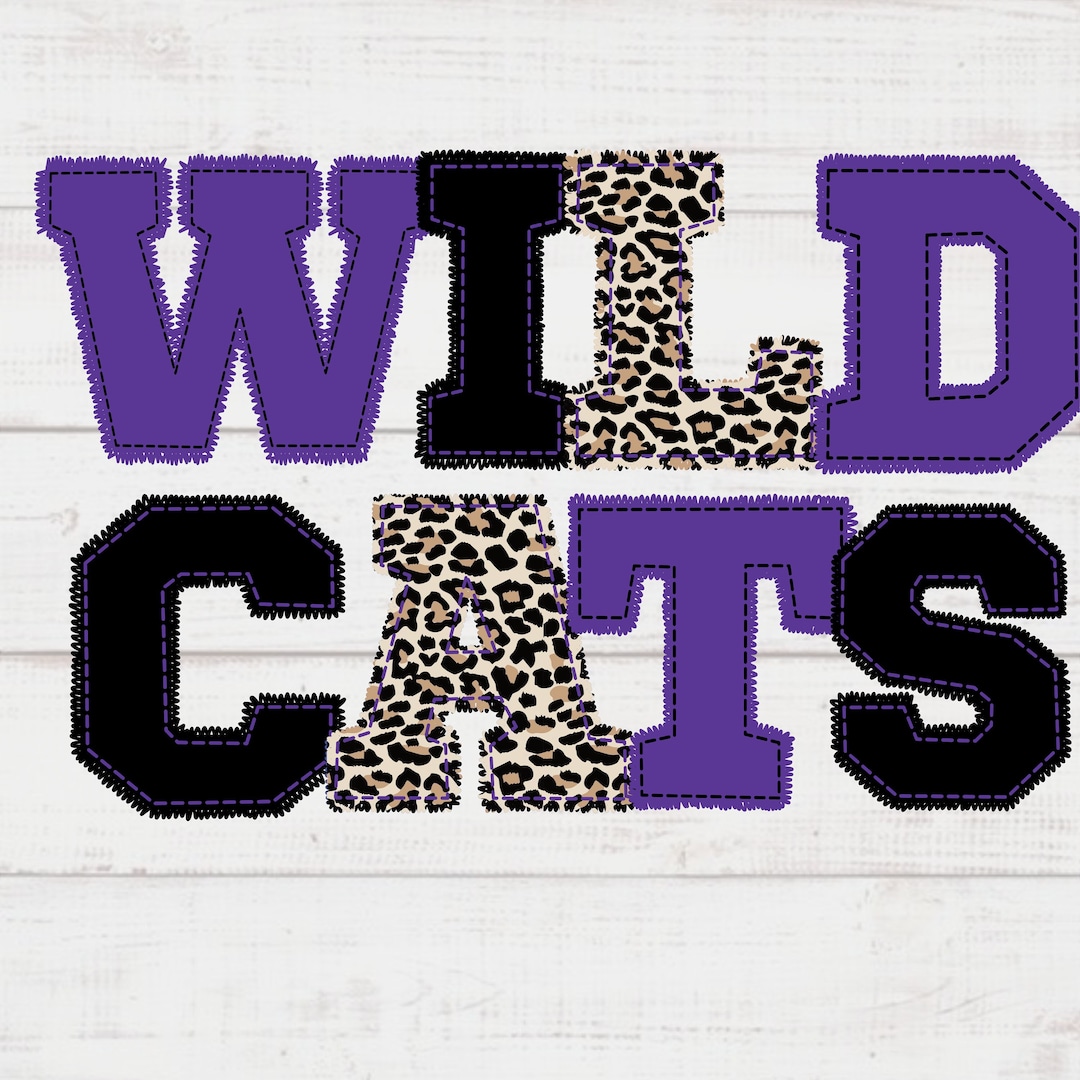 Faux Applique Purple, Black and Leopard WILDCATS Digital Download PNG ...