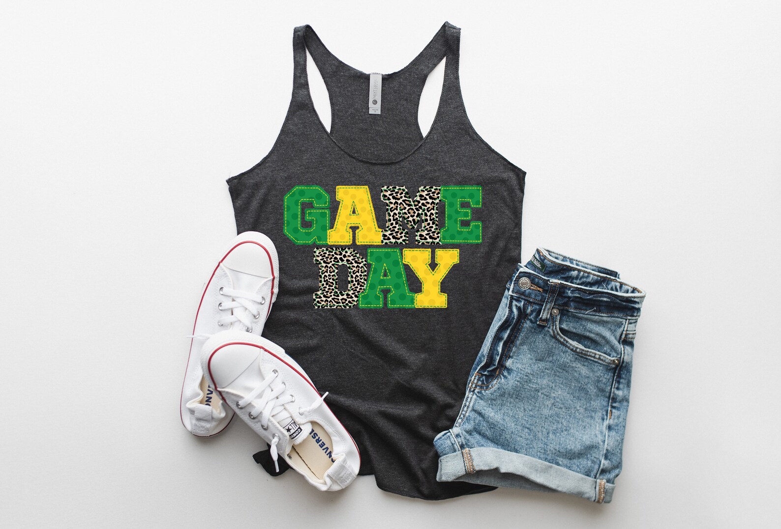 Green Yellow and Leopard Print GAME DAY Faux Applique - Etsy