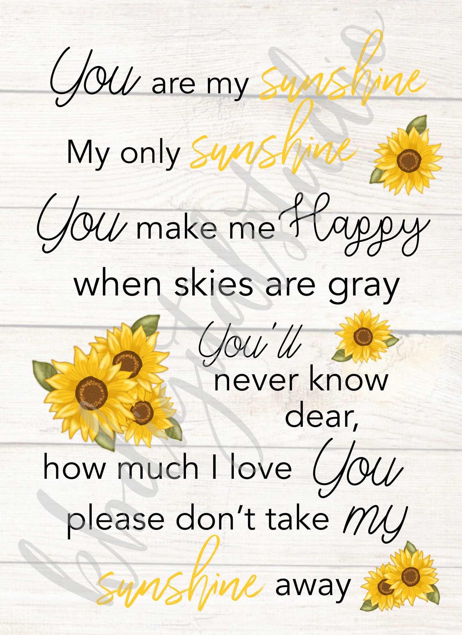 You Are My Sunshine | Sunflower | Digital Clip Art |sublimation ...