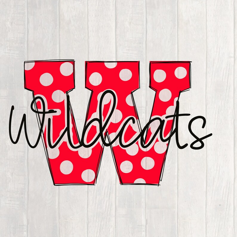 WILDCATS Red Large Polka Dot Letter Digital Download PNG - Etsy