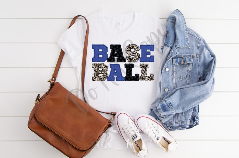 Faux Applique Leopard Print Royal Blue BASEBALL Sublimation Digital ...